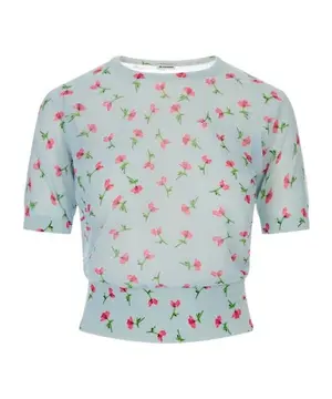JIL SANDER Floral Print Crewneck T-shirt - Green