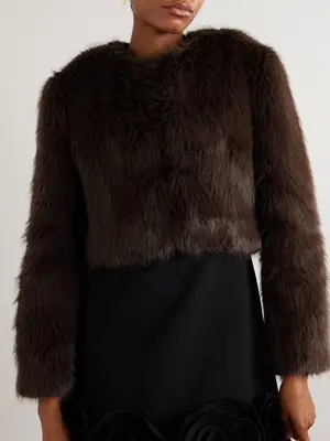 Staud Casmira Cropped Faux Fur Jacket