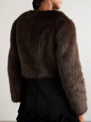 Staud Casmira Cropped Faux Fur Jacket