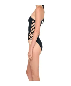 Norma Kamali One Shoulder One Piece With Lattice Sides
