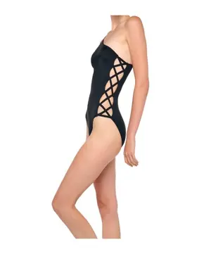 Norma Kamali One Shoulder One Piece With Lattice Sides