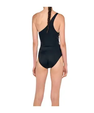Norma Kamali One Shoulder One Piece With Lattice Sides