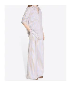 Dries Van Noten Striped Pleated Wide-leg Trousers - Light Blue