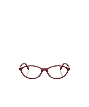 Miu Miu Oval Frame Full Rim Eyeglasses - Red