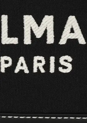 Balmain B-army Monogrammed Canvas And Smooth Leather Handbag - Black