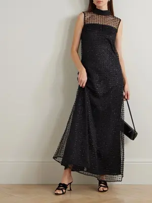 Staud Albee Beaded Tulle Maxi Dress