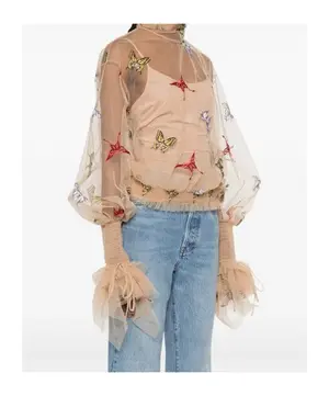 Blumarine Long-sleeved Cover-up With Butterfly Embroidery