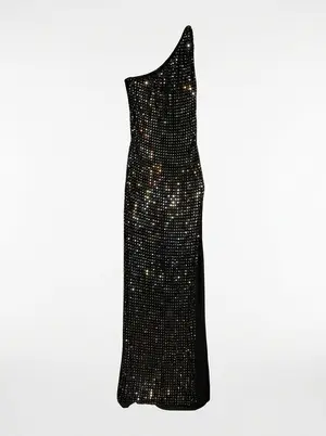 Gucci One-shoulder Crystal Embroidered Dress - Black