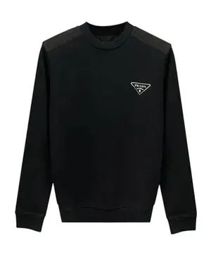 Prada Long Sleeve Crewneck Sweatshirt With Logo Detail - Black