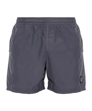 Stone Island Logo Swim Shorts - Blue Grey