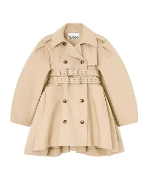 GANNI Double Cotton Trench Coat - Warm Sand
