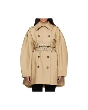 GANNI Double Cotton Trench Coat - Warm Sand