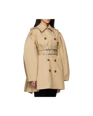 GANNI Double Cotton Trench Coat - Warm Sand