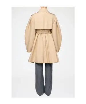 GANNI Double Cotton Trench Coat - Warm Sand