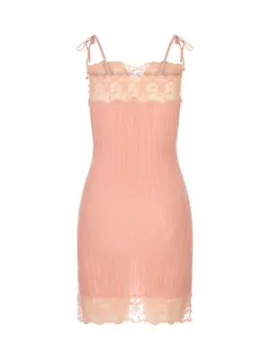 Chloé Ribbed-knit Lace-trimmed Mini Dress