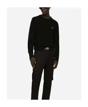 Dolce & Gabbana Crewneck Knitted Jumper With Logo Plaque