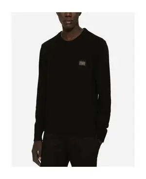 Dolce & Gabbana Crewneck Knitted Jumper With Logo Plaque