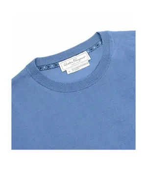 FERRAGAMO Round Neck Long Sleeve Sweater - Blue