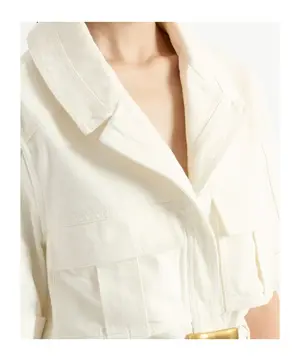Balmain Belted Denim Playsuit