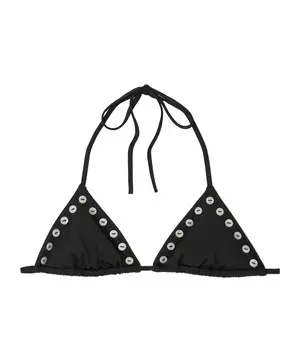 Staud Lido Embellished Triangle Bikini Top - Black