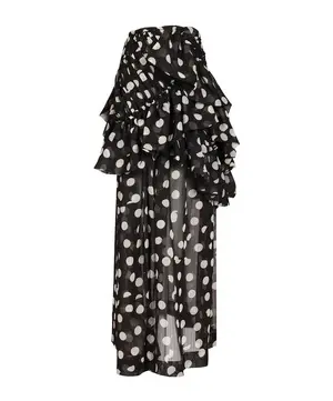 Dries Van Noten Polka-dot Ruffled Midi Skirt