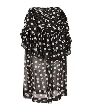 Dries Van Noten Polka-dot Ruffled Midi Skirt