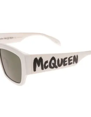 Alexander McQueen Rectangle Frame Sunglasses With Logo Print