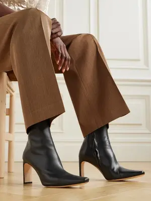 Staud Wally Leather Ankle Boots - Black