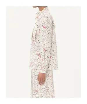 Valentino Garavani Polka Dot Crepe De Chine Shirt With Scarf Detail - White