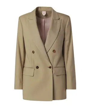 Max Mara Tailored Double Breasted Long Sleeve Suit Jacket - Light Brown