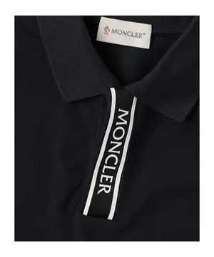 Moncler Logo Trimmed Cotton Piquet Polo Shirt
