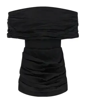 Magda Butrym Off-the-shoulder Ruched Mini Dress - Black