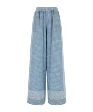 Ermanno Scervino Printed Wide-leg Trousers - Blue