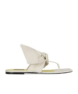 Givenchy Bow Leather Slides - Ivory