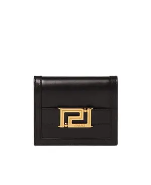 Versace Logo Plaque Bifold Wallet - Black