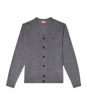 DIESEL® Buttoned V-neck Cardigan With Cut-out Logo