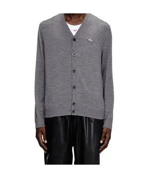 DIESEL® Buttoned V-neck Cardigan With Cut-out Logo