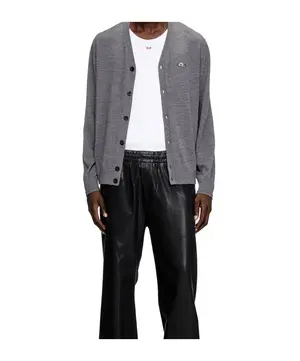 DIESEL® Buttoned V-neck Cardigan With Cut-out Logo