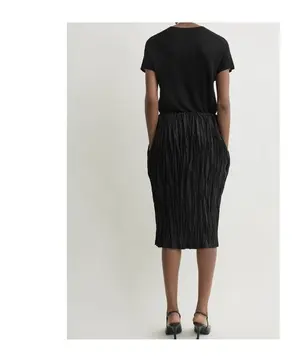 TOTEME Crinkled Linen Midi Skirt - Black