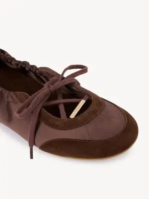 Chloé Kick Lace-up Athletic Ballerina Flats - Bright Brown