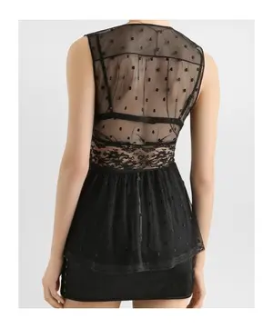 Dolce & Gabbana Sleeveless Polka Dot Lace Top