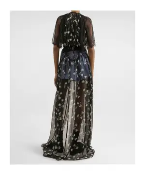 Dolce & Gabbana Floral Lace Trimmed V-neck Maxi Dress