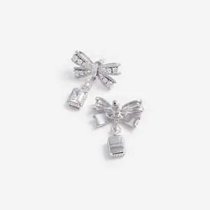 SELF-PORTRAIT Crystal Bow Drop Earrings