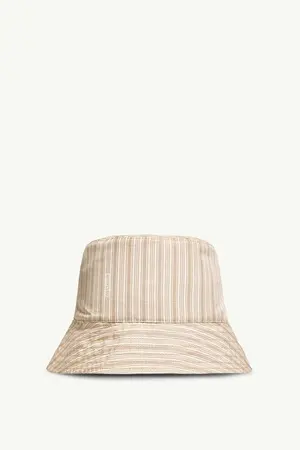 Moncler Reversible Striped Cotton Bucket Hat - Light Beige