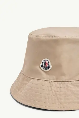Moncler Reversible Striped Cotton Bucket Hat - Light Beige