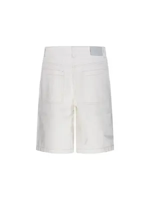 DUNST Pleated Bermuda Denim Shorts - White
