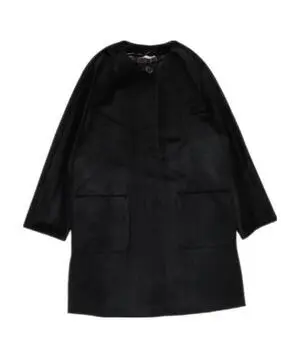 Max Mara Round Neck Coat With Long Sleeves - Black