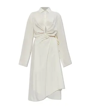 MAISON MARGIELA Draped Cutout Shirt Dress - Cream