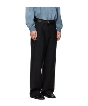 SUNFLOWER Wide-leg Pleated Trousers - Black