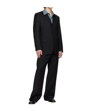 SUNFLOWER Wide-leg Pleated Trousers - Black